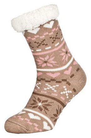 Tobeni 1 Pair Femme Chaussure Maison ABS Chaussette Cuddly Stopper Chaussettes avec Semelle Anti-d&eacute;rapantes Pimple Taille Taille unique Couleur Amour Beige