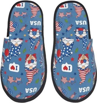 Generic Unisex Pantoufles Gnome drapeau am&eacute;ricain Accueil Slippers Classiques Chaussons dint&eacute;rieur pour Hiver Femme Homme M
