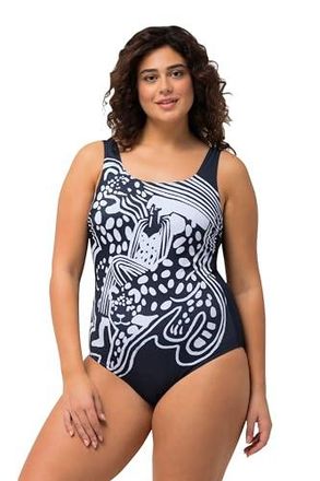 Ulla Popken Badeanzug Alice, Softline, Dg, Leopard Maillot de Bain Une pièce, Noir, 62 Femmes