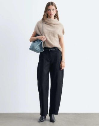 & Other Stories pantalon en coton coupe barrel noir