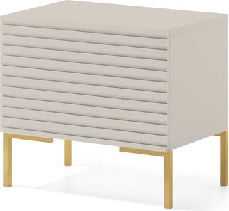 Selsey Nachttisch Beistellschrank Beistelltisch Nachtschrank Mit Geschlossenem Fach Graubeige Goldene Beine Lammelo