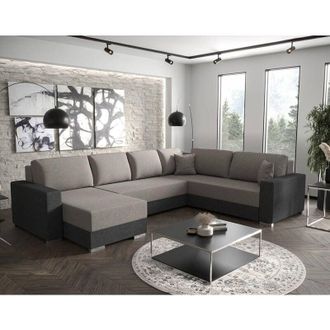 Best Mobilier Epona - canapé panoramique dangle réversible 7 places convertible avec coffre en tissu