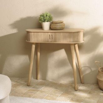 Macabane AGATHE - Console ovale 80x30cm en bois couleur naturelle