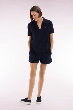 Eden Park Short En Molleton Coton M&eacute;lang&eacute; Marine Coupe Droite
