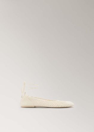 Mango Ballerines en tissu avec lani&egrave;res blanc cass&eacute; - Femme - 36 - MANGO