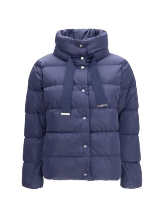 Herno Womens Down Jacket Satin New Blue Polyester Puffer