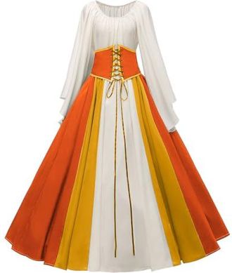Onsoyours Robe Medievale Femme Renaissance Costume Robes Victorienne Reine Costume Manches Flares Robe Vintage Deguisement pour Carnaval Halloween Gothique F&ecirc;Te