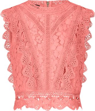 Apart Fashion APART Spitzentop aus Einer plastischen Spitze und mit Spitzenband verziert, Koralle, 42