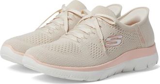 Skechers Summit Baskets &agrave; Enfiler Mains Libres pour Femme, NTPK = Naturel/Rose, 37 EU