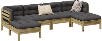 vidaXL vidaXL Salon de jardin 6 pcs avec coussins bois de pin impr&eacute;gn&eacute;