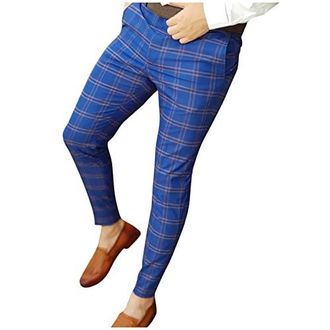 Generic Pantalon de costume pour homme - Coupe ajust&eacute;e - Pantalon chino respirant - Pantalon de loisirs tendance - Pantalon de jogging ample - Motif &agrave; carreau