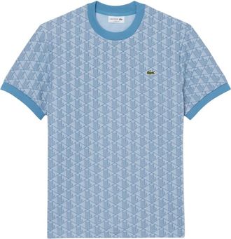 Lacoste Homme, Tops, Bleu, Taille: 2XL T-shirt ajust&eacute; avec monogramme jacquard