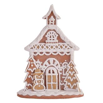 NUOBESTY Weihnachtsdorf Miniaturhaus aus Robustem Ton mit Schneemann und Baum Traditionelle Lebkuchenhaus Figur f&uuml;r Kaminsims und Tischdekoration bei Winter Fe