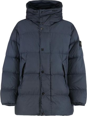 Stone Island Homme, Vestes, Bleu, Taille: XL Parka avec capuche en nylon reps