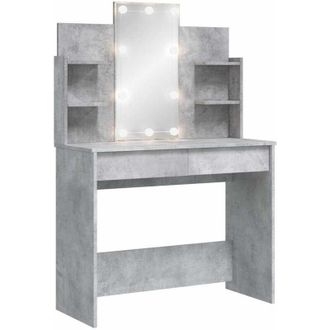 vidaXL Schminktisch mit LED-Leuchten Betongrau 96x40x142 cm Vidaxl