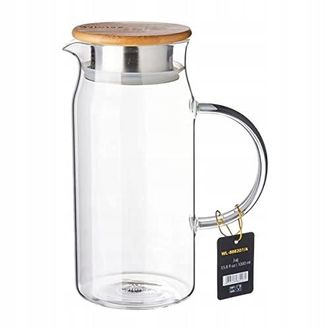 Wilmax England Wilmax WL-888207/A Borosilikatglas Krug mit Bambusdeckel, 1000mL Kapazit&auml;t