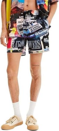 Desigual Mens BA&Ntilde;ADOR_ARON 2000 Black Man Woven Board Shorts, S