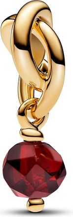 Pandora Moments Facettierter salsaroter Ewigkeitskreis Charm-Anhänger aus Sterling Silber mit vergoldeter Metalllegierung und künstlichem Kristall, Kompatibel