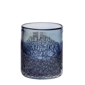 Cristalica Glasvase Bub 14cm Zylinder Blumenvase mundgeblasen Windlicht blau