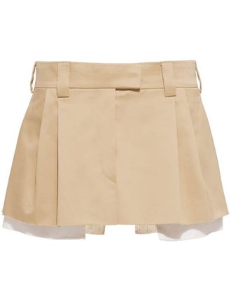 Miu Miu Chino-Minirock mit Logo - Nude