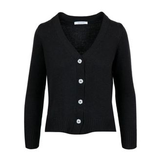 Gran Sasso Gerippter Cardigan mit V-Ausschnitt - - Knitwear - Damen - Schwarzk - L