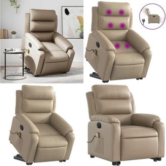 vidaXL Vidaxl - Massagesessel mit Aufstehhilfe Elektrisch Cappuccino Kunstleder