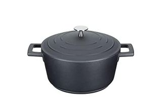 MasterClass MasterClass Petite cocotte avec couvercle 2,5L/20 cm, en fonte daluminium légère, adaptée à la table de cuisson à induction et au four, noire