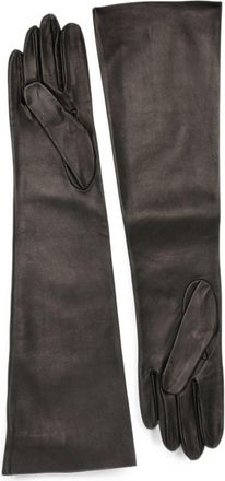 Cortana Long-Length Leather Gloves - Black