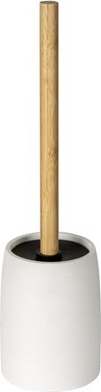 WENKO WC-Garnitur Mod. Altavalle freistehende WC-Bürste Set aus Polyresin und Bambus für Bad und Gäste-WC Ø 10,5 cm Höhe 38,5 cm weiß schwarz Natur