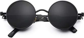 Inlefen Verres à monture ronde en métal Lunettes de soleil Vintage Circle pour hommes et femmes