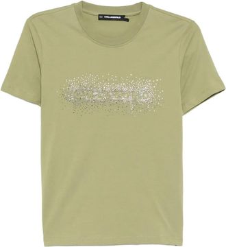 Karl Lagerfeld rhinestone-embellishment crew-neck T-shirt - Gr&uuml;n