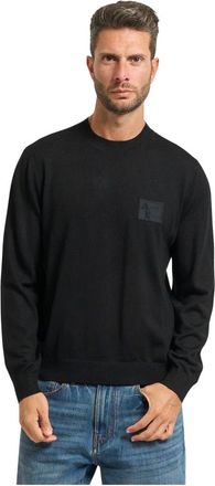 A|X Armani Exchange Homme, Pulls, Noir, Taille: XL Pull col rond noir Patch