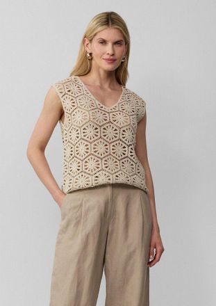 s.Oliver Kurzarmshirt Strickpullunder Semitransparentes Tanktop aus H&auml;kelspitze