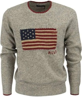 Ralph Lauren Pull (Drapeau am&eacute;ricain) - Homme - Pulls - Gris - Taille: 2XL