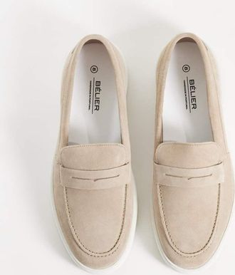 B&eacute;lier Loafer in Taupe mit Wildlederstruktur-Braun