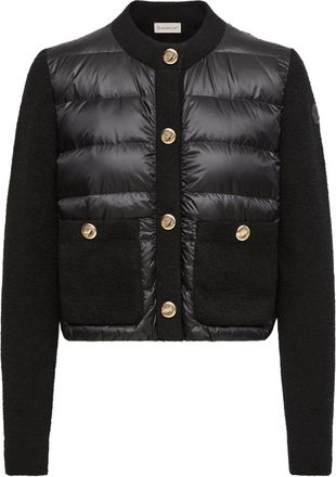 Moncler Moncler Boucl&eacute; Wool Blend Padded Cardigan, Women, Black, Size: Xs