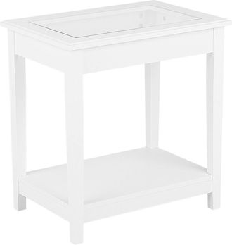 Beliani Beistelltisch in Weiß mit Tischplatte aus Sicherheitsglas moderner Couchtisch Attu