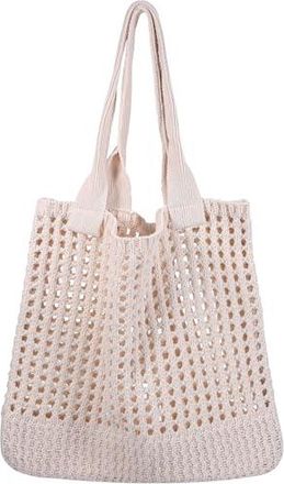 Frcolor Sac de Plage Au Crochet Léger Maille Unie pour Femme Sac Cabas Tissé à Bandoulière Multifonction pour Vacances Shopping et Usage Quotidien