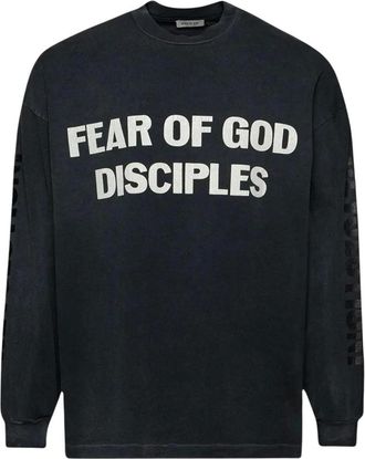 Fear of God Homme, Sweatshirts et sweats &agrave; capuche, Noir, Taille: L Disciples Graphic Long Sleeve T-Shirt