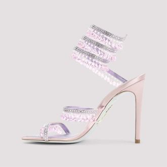 Rene Caovilla Sandalen - Stiletto Heeled Sandals With Crystal Embellishment - Gr. 37,5 (EU) - in Beige - f&uuml;r Damen