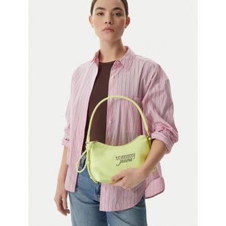 Tommy Jeans Handtasche Tommy Jeans Metal Logo Shoulder Bag AW0AW18468 Gr&uuml;n