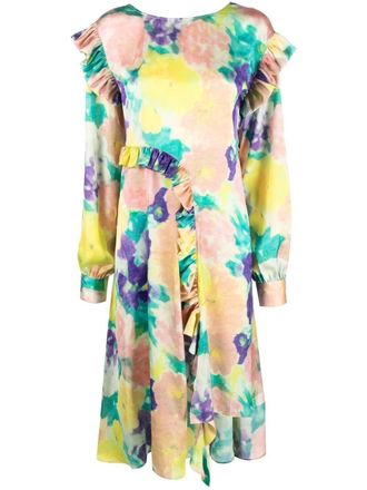 Remain Maxikleid mit Blumen-Print - Gelb