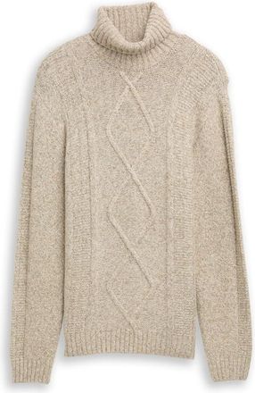 Tom Tailor Herren 1048786 Rollkragenpullover, 39279-Brown Offwhite Structure, XXL