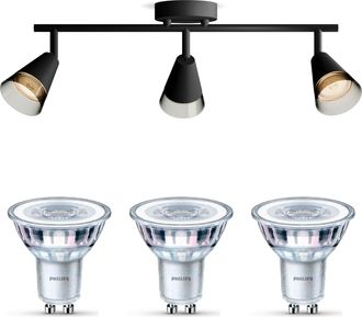 Philips Cleft Einbaustrahler (Schwarz) - Warmwei&szlig;es Licht - Deckenspot mit 3 Lichtpunkten - GU10 - Nicht dimmbar