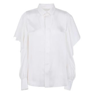 sacai Satin x Chiffon Shirt - - Blouses & Shirts - Damen - Wei&szlig; - L