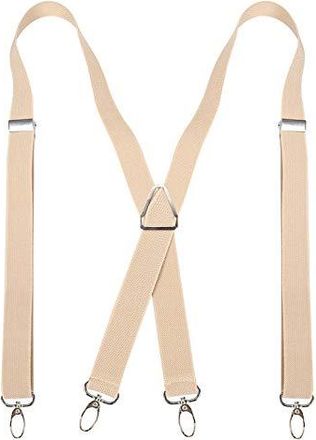 Alizeal Bretelles fines solides en forme de X pour homme avec 4 clips, 062-kaki (crochet), taille unique