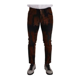 Dolce & Gabbana Homme, Jeans, Multicolore, Taille: M Jean Slim Fit Tie-Dye Noir Marron