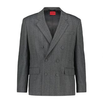 HUGO BOSS Karlo Fischgr&auml;ten-Sakko mit Doppelreiher - - Jackets - Herren - Grau - M