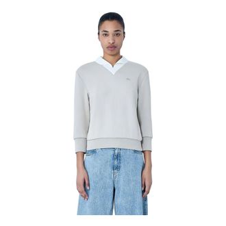 Lacoste Femme, Pulls, Beige, Taille: 40 FR Pull en maille &agrave; col en V