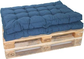 Ambientehome 2er-Set Palettenkissen Loungekissen,120 x 80 cm, Blau/Grau